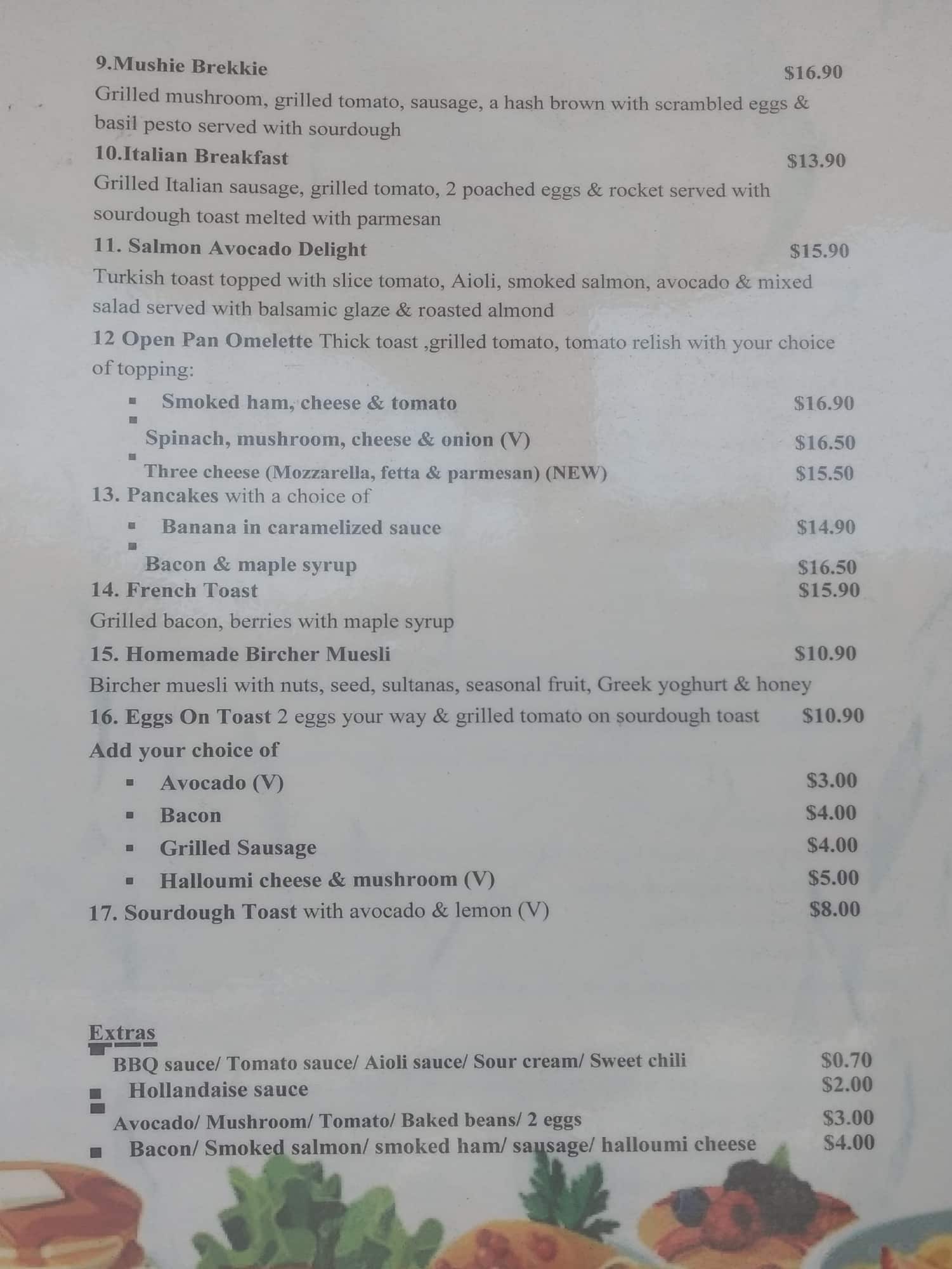 Menu at Corner Cafe 26, Indooroopilly