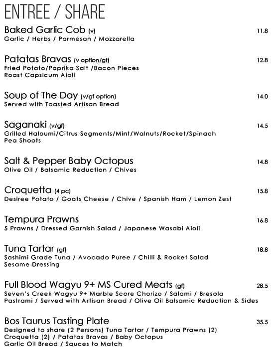 Menu at Bos Taurus pub & bar, Mansfield