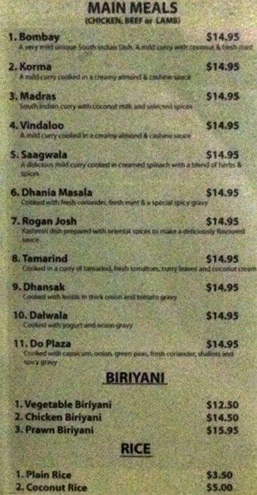 Curry Garden Menu, Menu for Curry Garden, Coombabah, Gold Coast ...