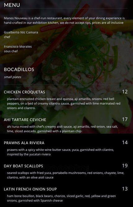 Manos Nouveau Menu, Menu for Manos Nouveau, Castro, San Francisco ...