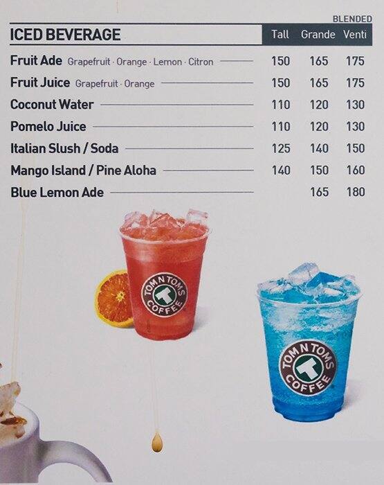 Menu at Tom N Toms Coffee cafe, Lapu-Lapu City, GF