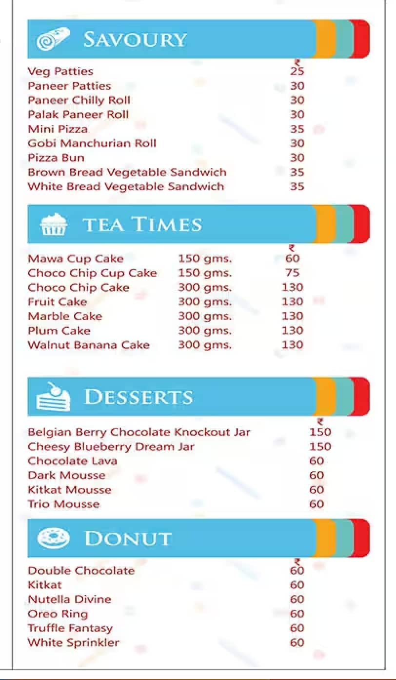 Menu of O-Cakes, Bhandup, Mumbai