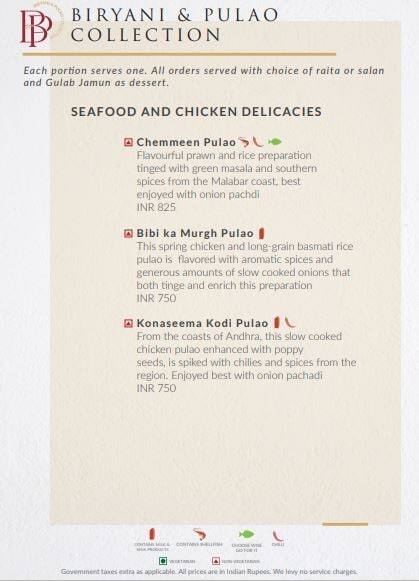 Menu at Sheraton New Delhi- Flavours, New Delhi