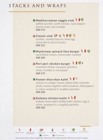 Menu at Sheraton New Delhi- Flavours, New Delhi