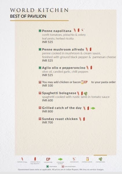 Menu at Sheraton New Delhi- Flavours, New Delhi