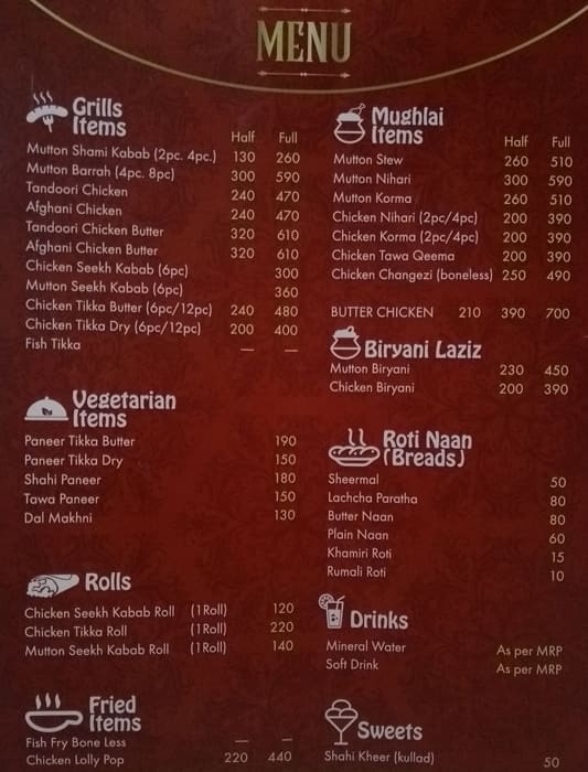 Menu of Jahangeer Foods, Daryaganj, New Delhi