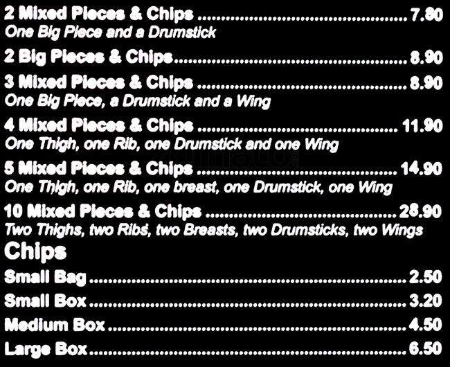 Menu at Master Fried Chicken Lunch Bar, Masterton