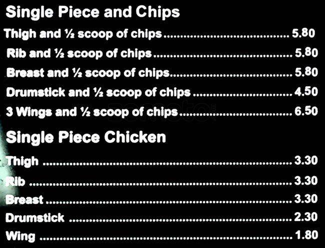 Menu at Master Fried Chicken Lunch Bar, Masterton