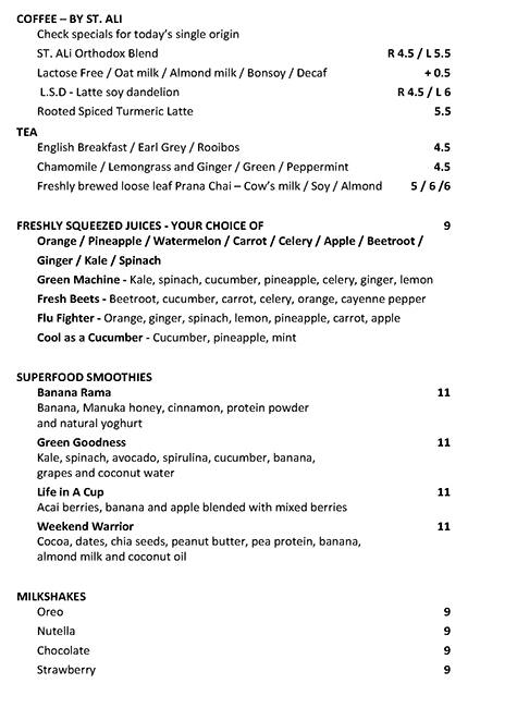 Menu at Las Chicas restaurant, Balaclava, 203 Carlisle St