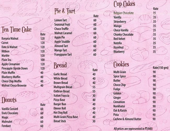 Menu at Bake A Licious, Mumbai