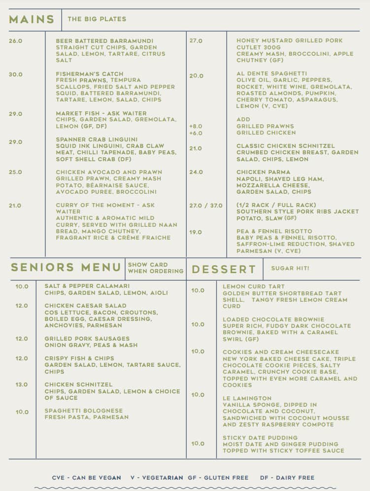 Menu at Cleveland Sands Hotel pub & bar, Cleveland, Bloomfield St