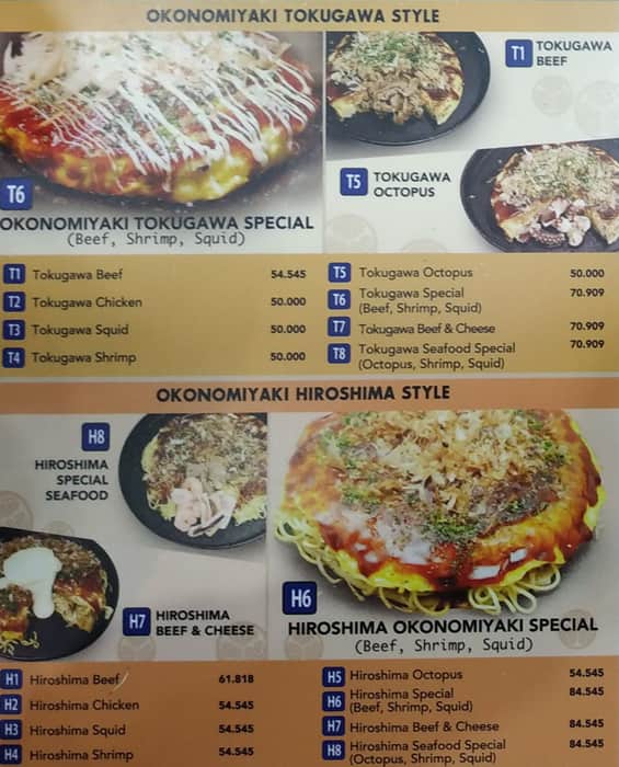 Menu at Okonomiyaki Teppanyaki, Jakarta