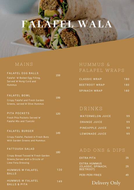 Menu of Falafel Wala, Vastrapur, Ahmedabad