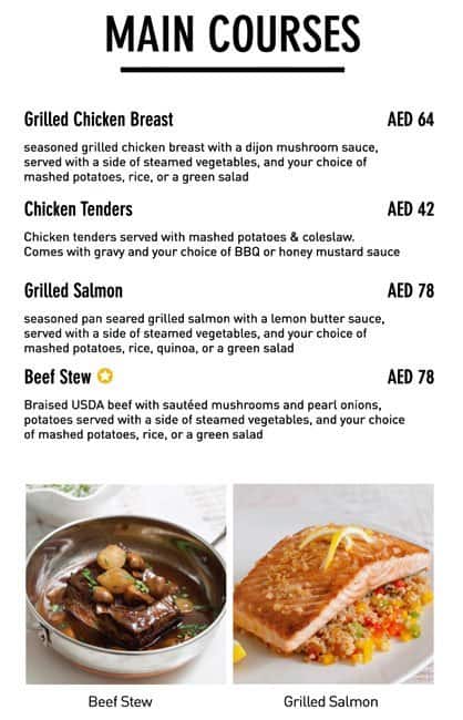 Menu at Boutique kitchen cafe, Dubai