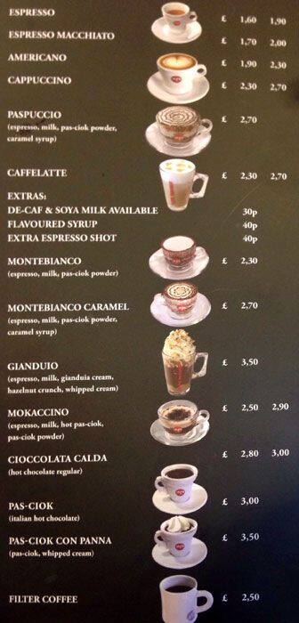 Menu at Caffe Pascucci cafe, Pinner, 385 Uxbridge Rd