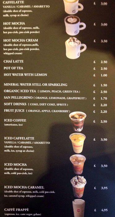 Menu at Caffe Pascucci cafe, Pinner, 385 Uxbridge Rd