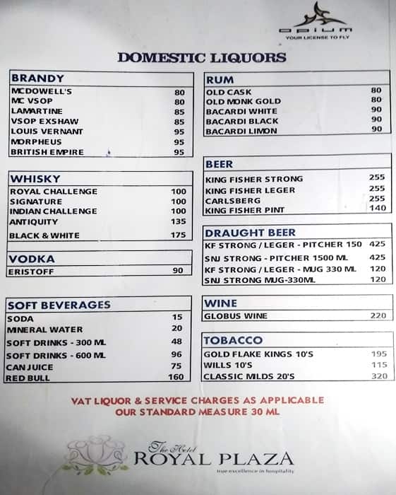 Menu at Opium Bar, Chennai, Shop No 3