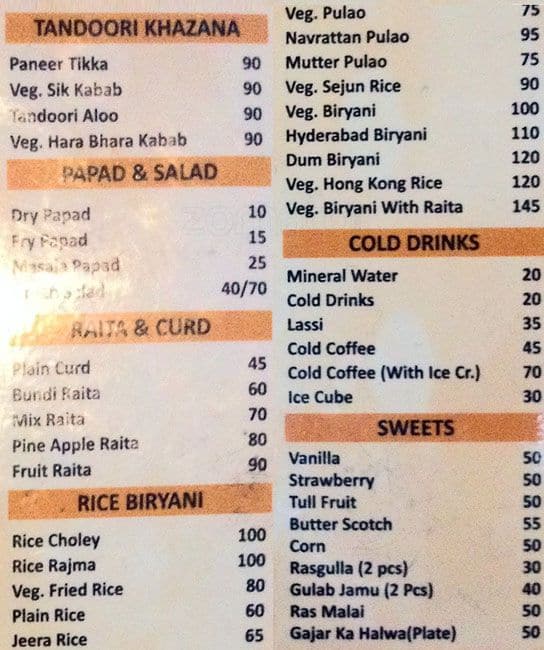 Menu at Sri Ram Sweets & Restaurant, Gurugram