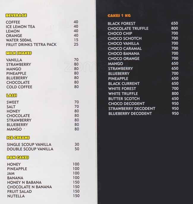 Cake Box Menu Menu For Cake Box Nungambakkam Chennai Zomato