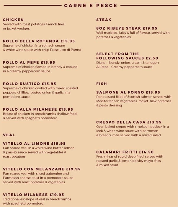 Menu at Rotunda Bar and Diner, Glasgow, 28 Tunnel St