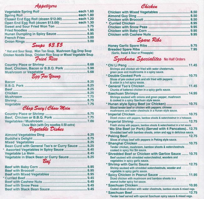 Country Place Menu, Menu for Country Place, Nepean, Ottawa - Urbanspoon ...