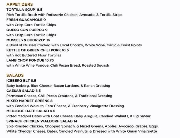 Menu at Roaring Fork restaurant, Austin, Stonelake Blvd