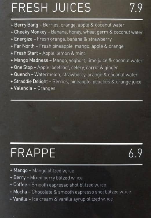 Menu at one stop cafe, Cleveland