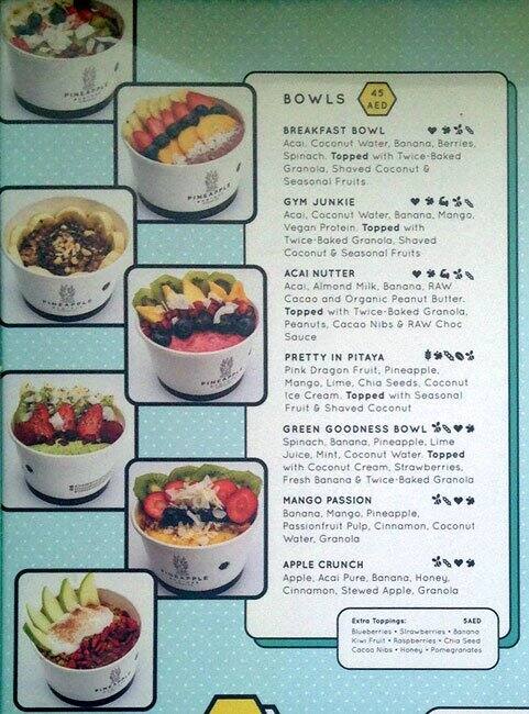 Carta del restaurante Pineapple Express Tribeca, Dubai, 44J8+QHR