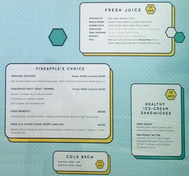 Menu at Pineapple Express Tribeca restaurant, Dubai, 44J8+QHR
