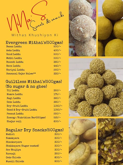 Menu of Nina's Sweets & Snacks, Mira Road, Mumbai