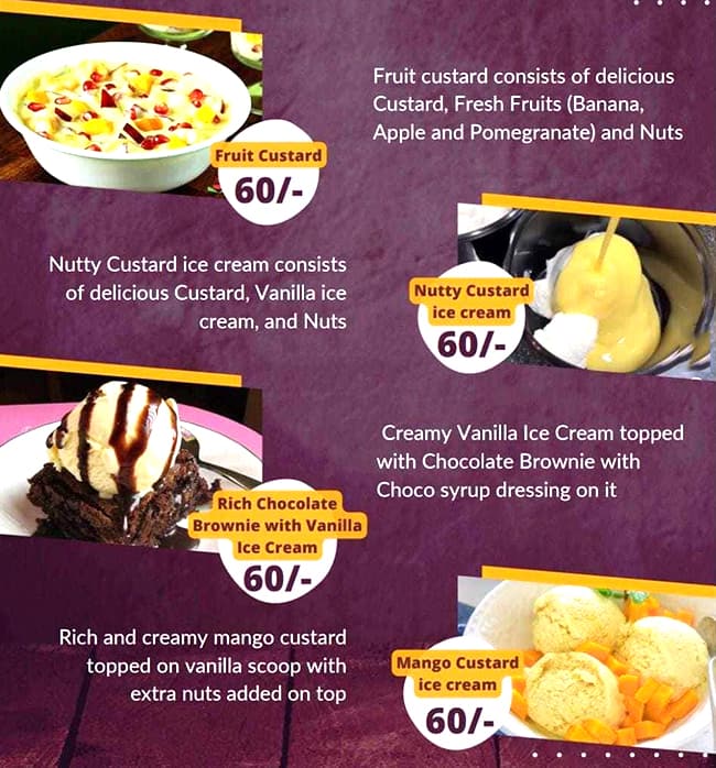 Menu of The Fruit Custard, Kondapur, Hyderabad