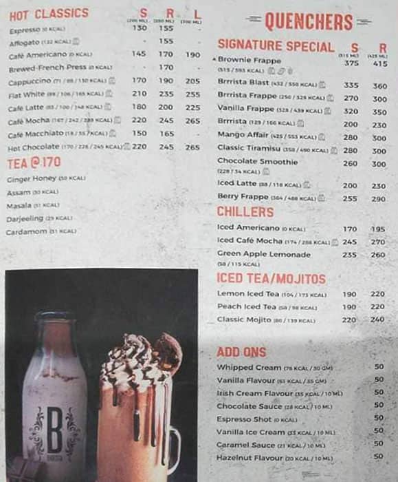 Menu of Barista Coffee, Nalasopara, Mumbai
