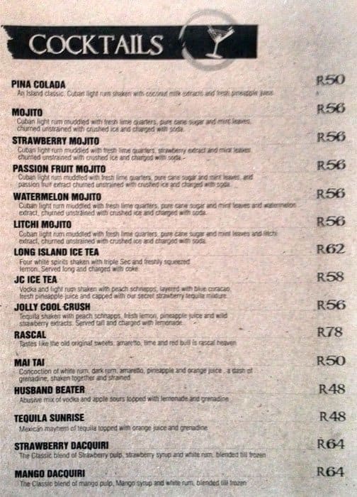 Speisekarte von Jolly Cool restaurant, Johannesburg