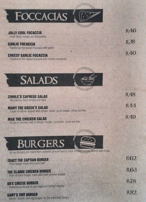 Speisekarte von Jolly Cool restaurant, Johannesburg