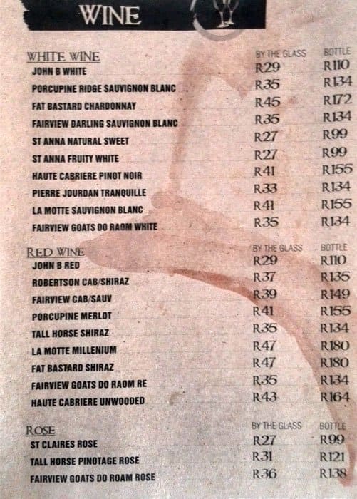 Speisekarte von Jolly Cool restaurant, Johannesburg