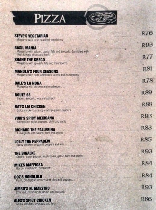 Speisekarte von Jolly Cool restaurant, Johannesburg