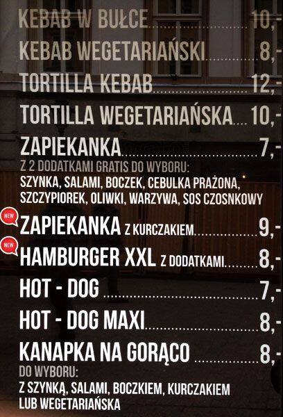 Menu at Salad Story restaurant, Kraków, Pawia 5
