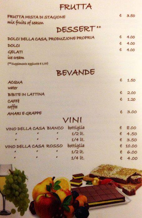 Speisekarte von Pizzeria Trattoria Da Pinuccio, ROM