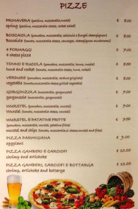Menu da Pizzeria Trattoria Da Pinuccio, Roma