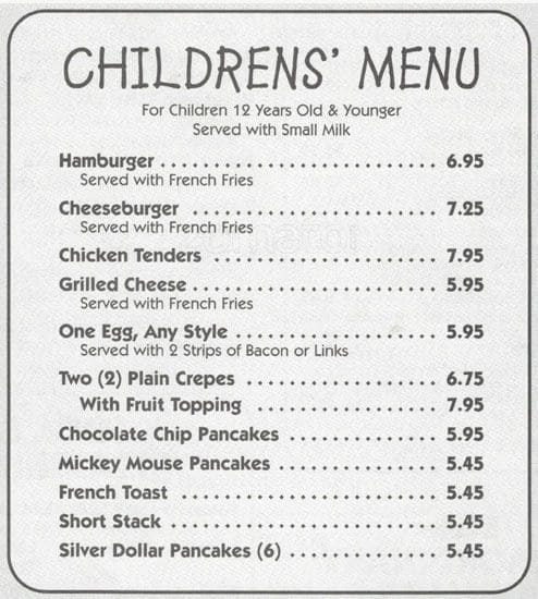 Menu at Golden Griddle Pancake House restaurant, Evergreen Park