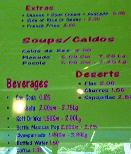 Menu at El Nopalito Mexican Food restaurant, Denver