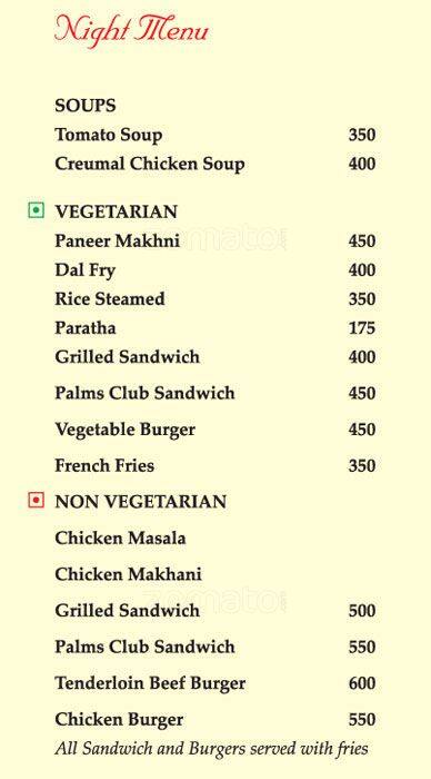 Menu at Fountain Cafe, Mumbai, Royal Palms Hotel