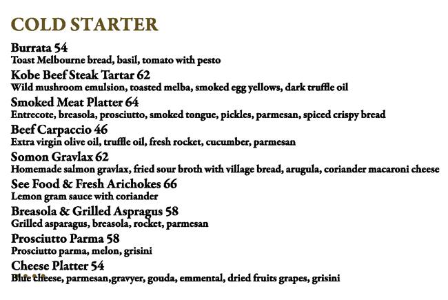 Menu at Hazine, Istanbul, Cihangir Mahallesi