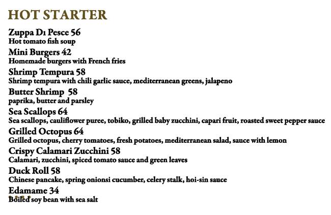 Menu at Hazine, Istanbul, Cihangir Mahallesi