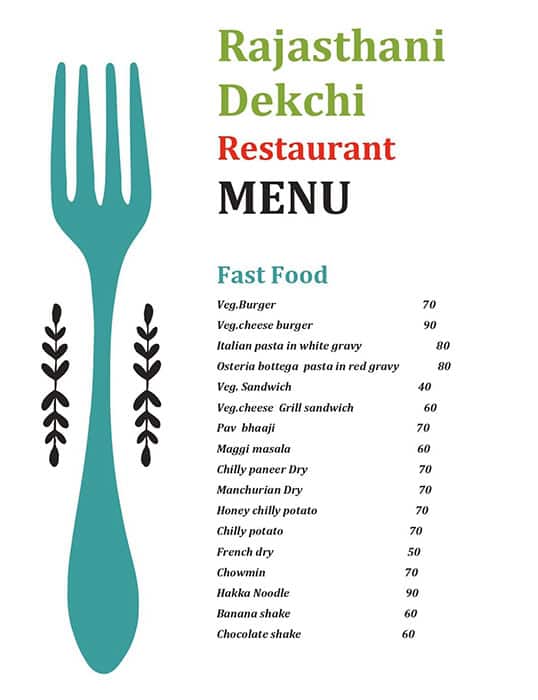 Menu of Rajasthani Dekchi, Vaishali Nagar, Jaipur