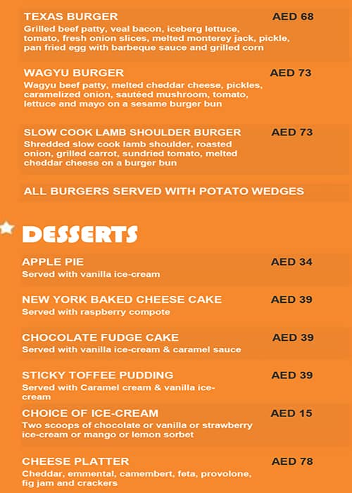 Menu at Qube Sports Bar, Dubai, G 11