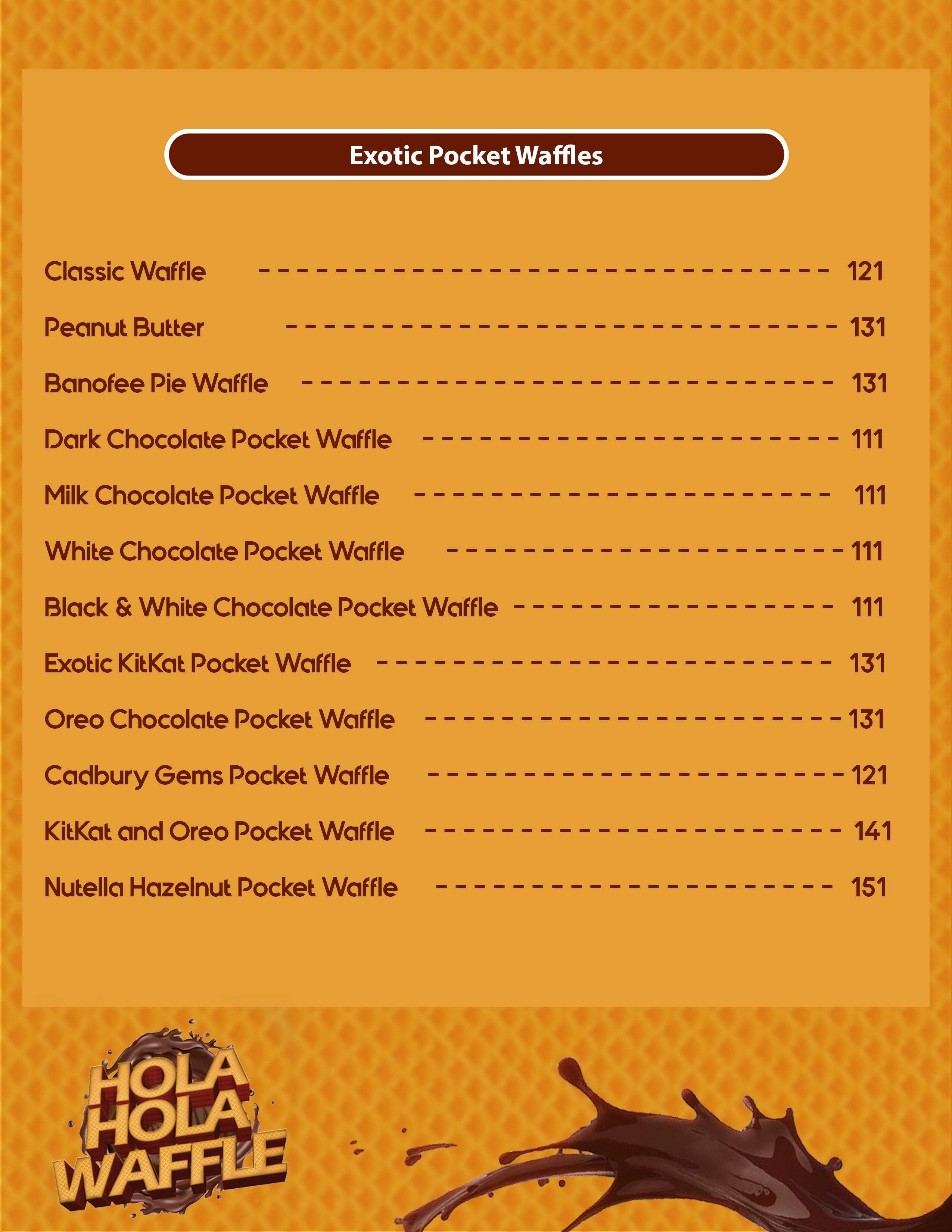 Menu of Hola Hola Waffle, Oshiwara, Andheri West, Mumbai