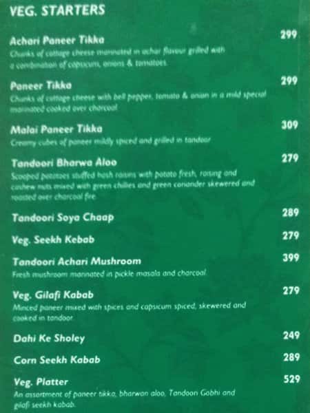 Menu at Tulsi Restaurant, Delhi, Central Market