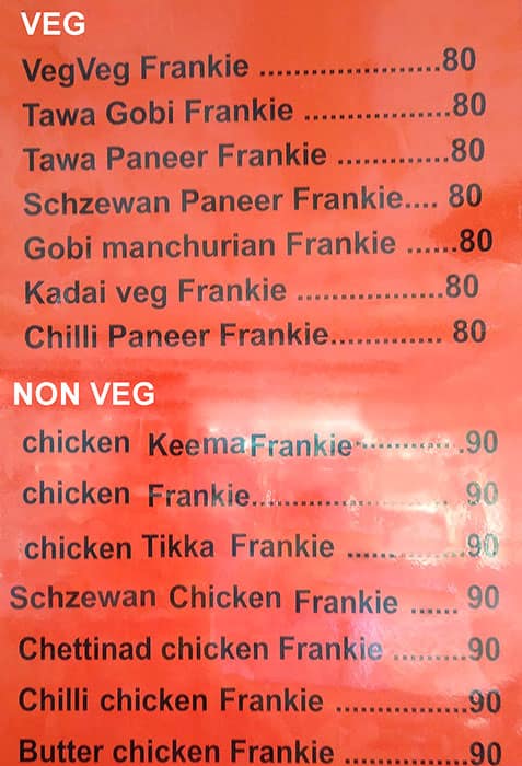 Menu of Tibb's Frankie - Serving Rolls Since 1969, Forum Mall ...