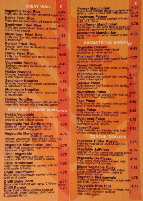 Menu at Saravanaa Bhavan Southall restaurant, Southall, 97 South Rd